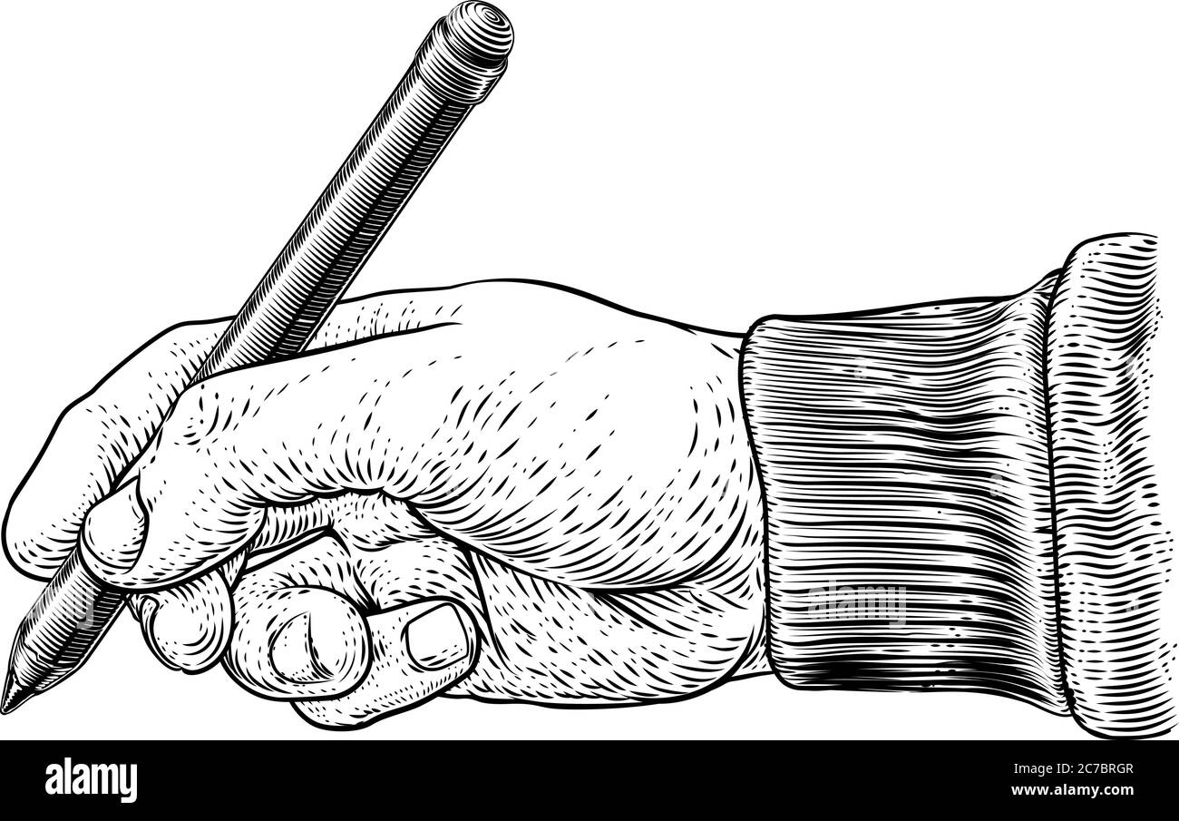 Pencil Hand Vintage Engraved Etched Woodcut Print Stock Vector Image ...