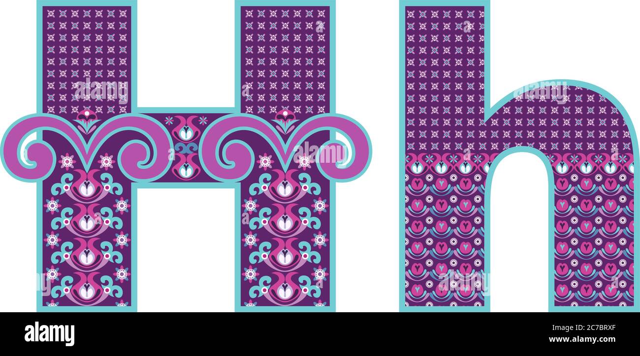 Vector abstract letter H with ornamental pattern. Cartoon signs Stock ...