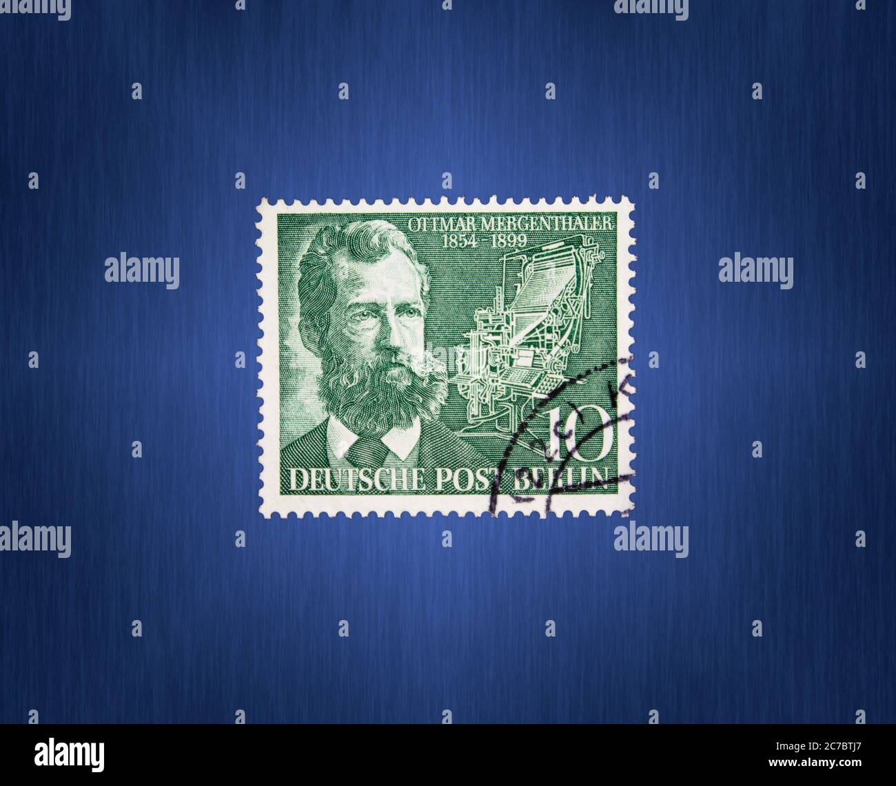 Postage stamp from the FRG Berlin. Printed on May 11, 1954. 100th ...