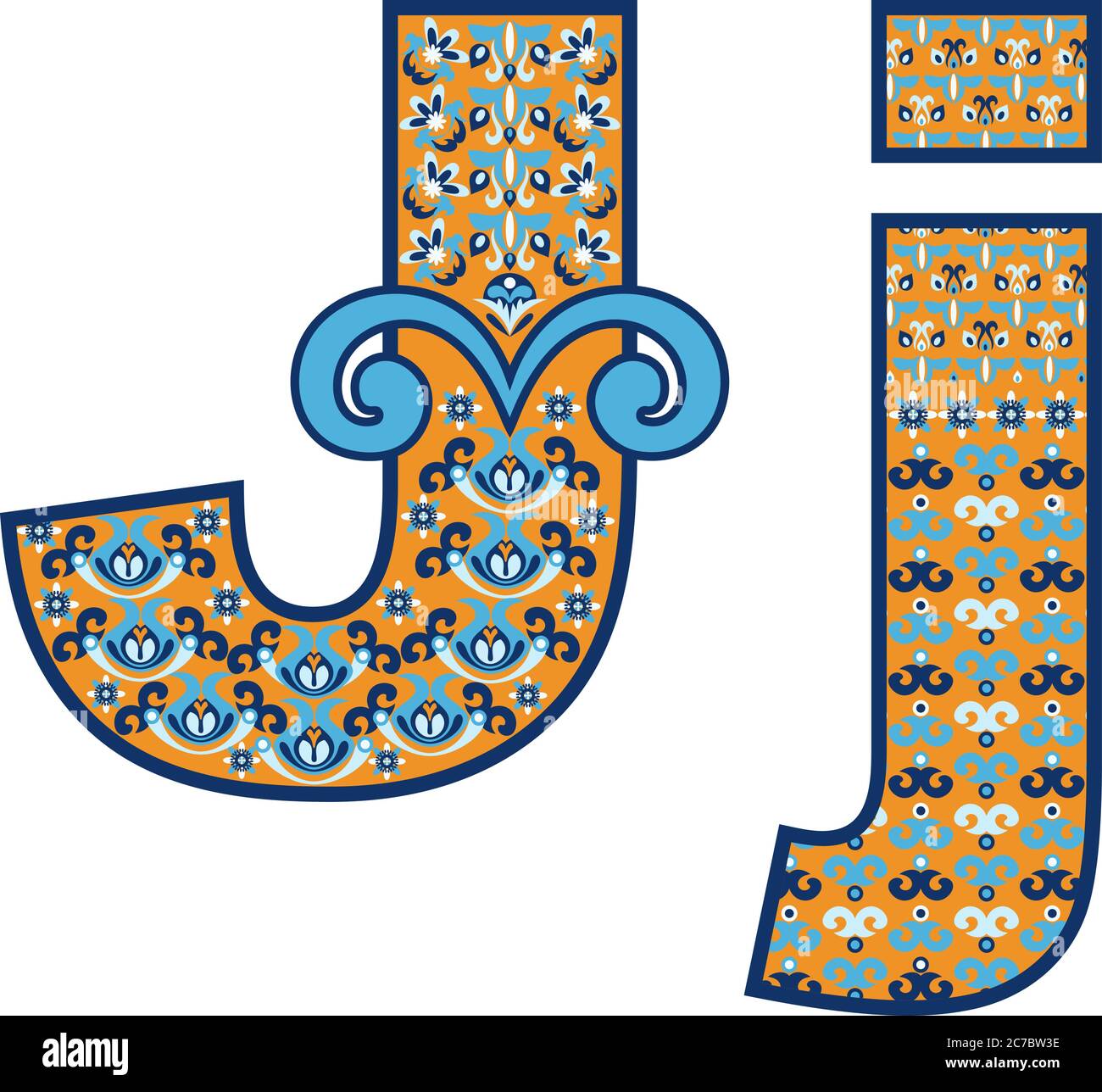 Vector abstract letter J with ornamental pattern. Cartoon signs Stock ...
