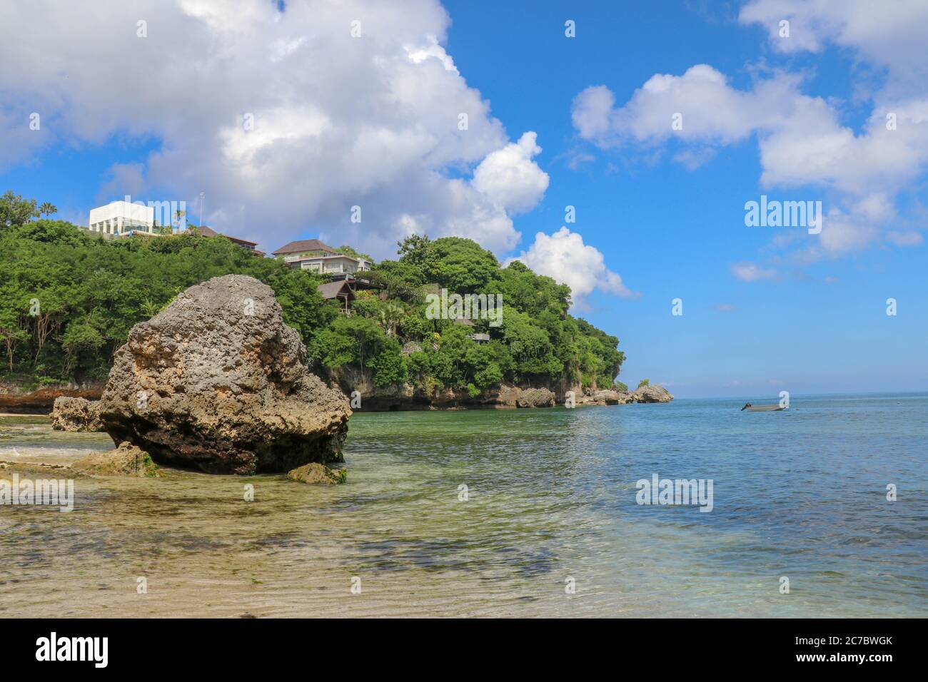 A beautiful view of Padang Padang beach in Bali, Indonesia. Giant ...