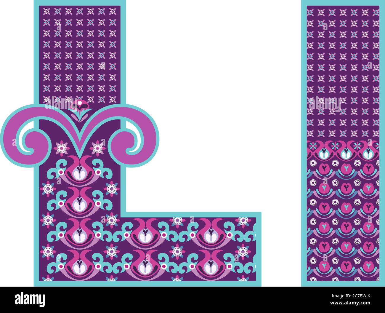 Vector abstract letter L with ornamental pattern. Cartoon signs Stock ...