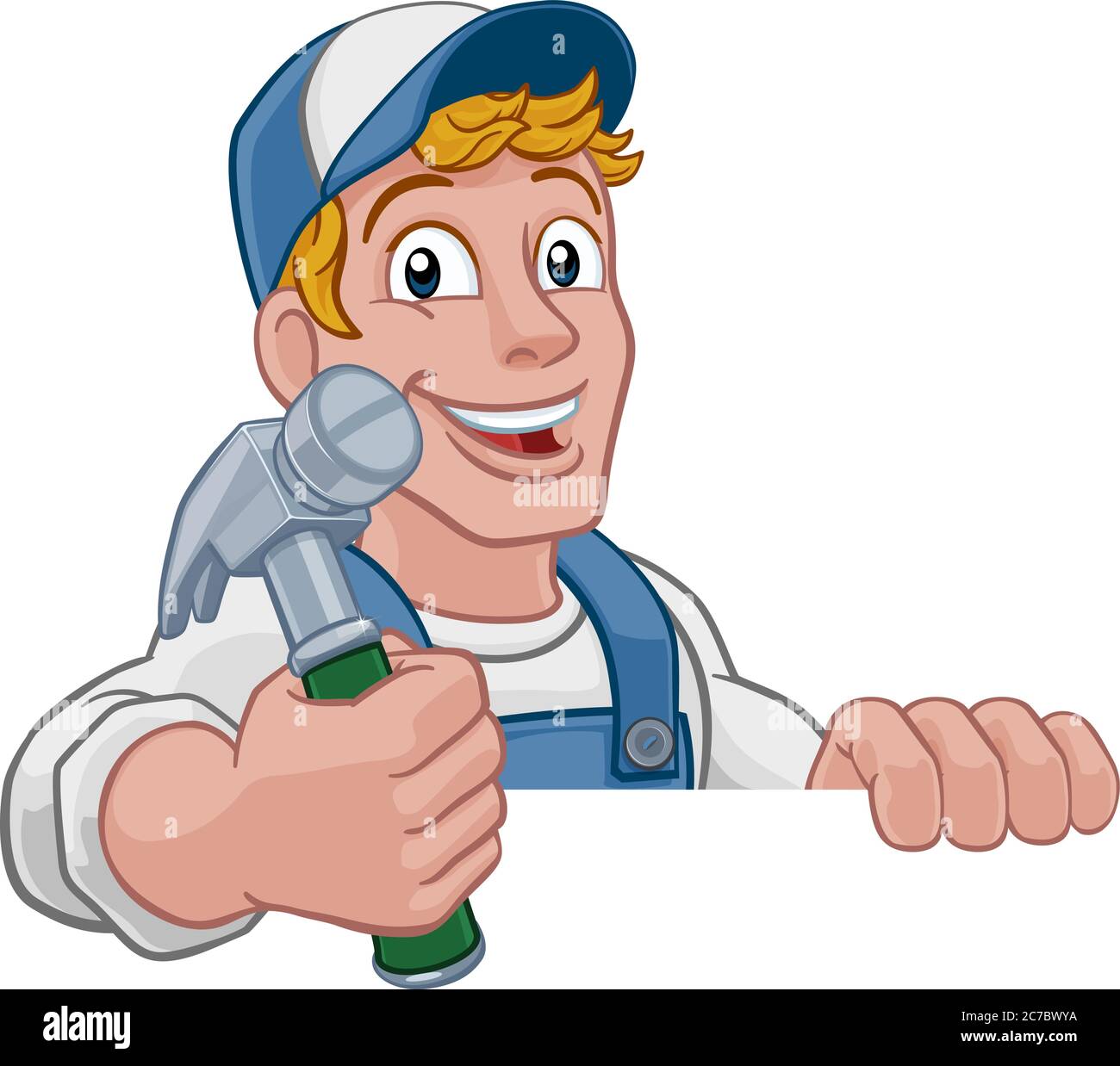 Cartoon carpenter construction guy hammer hi-res stock photography and ...