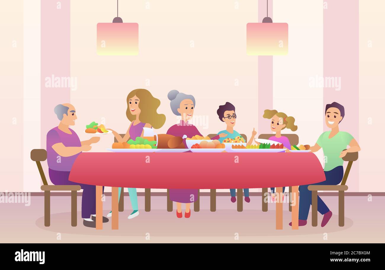 Family Dinner Table Clip Art