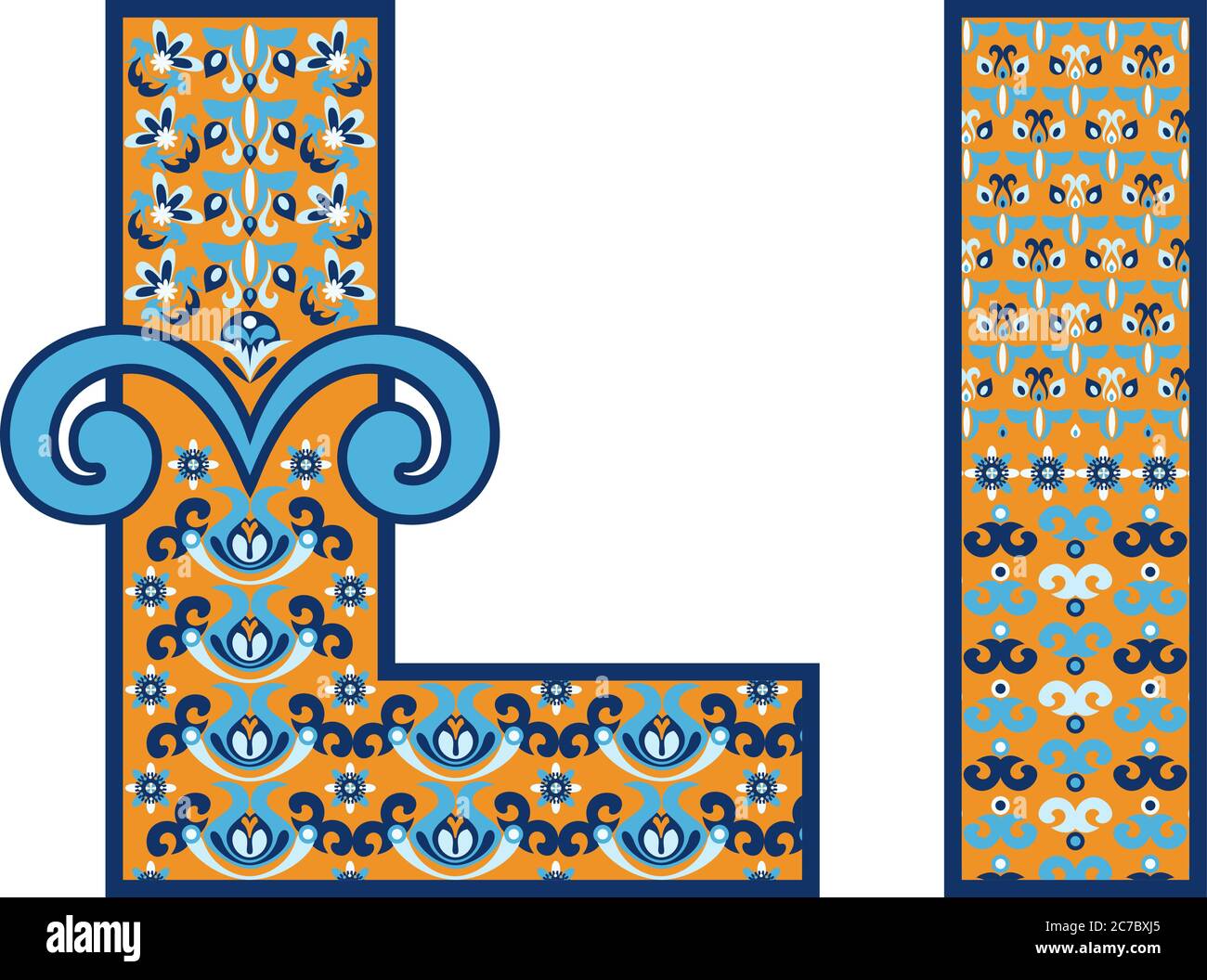 Vector abstract letter L with ornamental pattern. Cartoon signs Stock ...