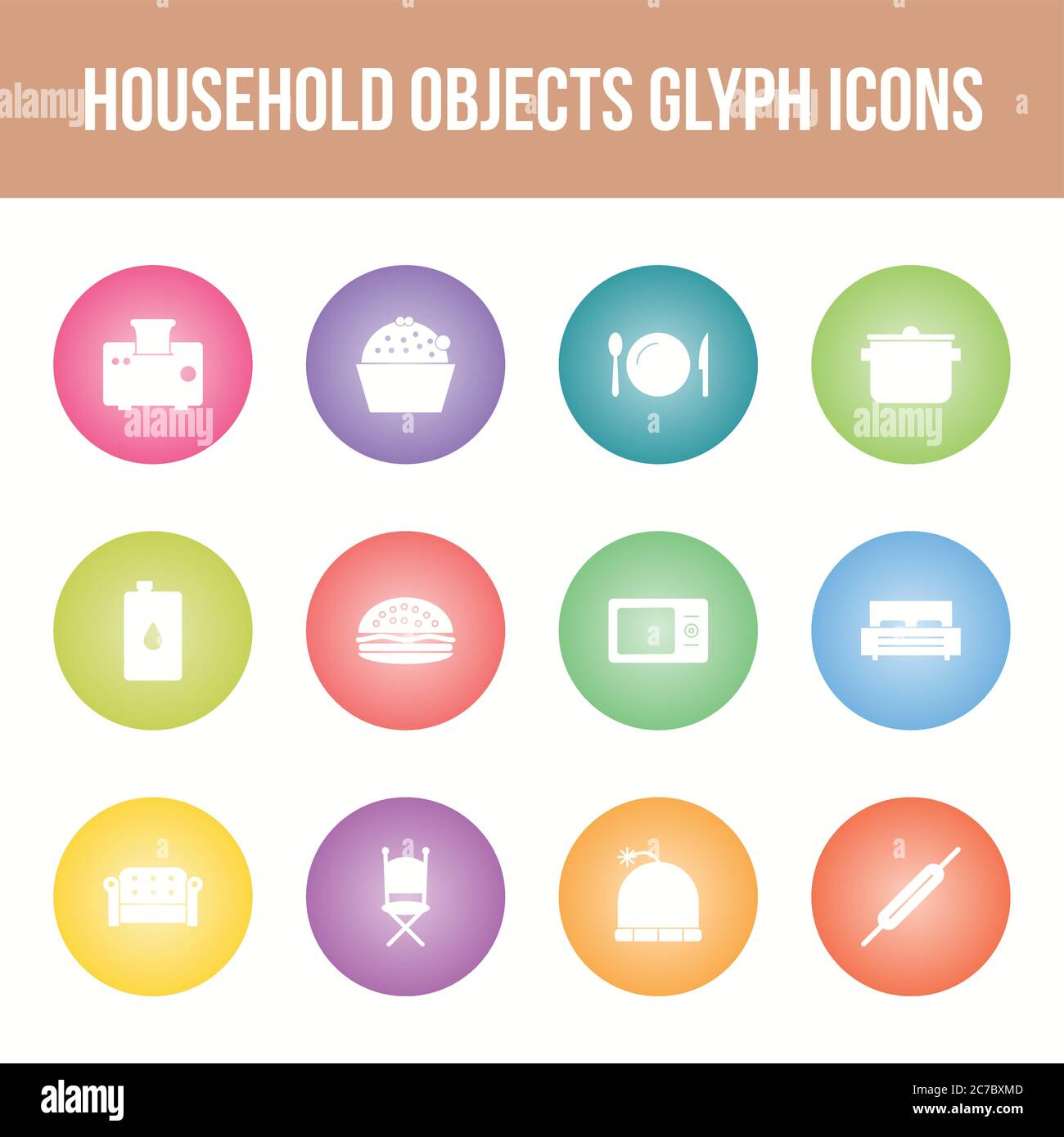 Unique household objects vector glyph icon set Stock Vector Image & Art ...