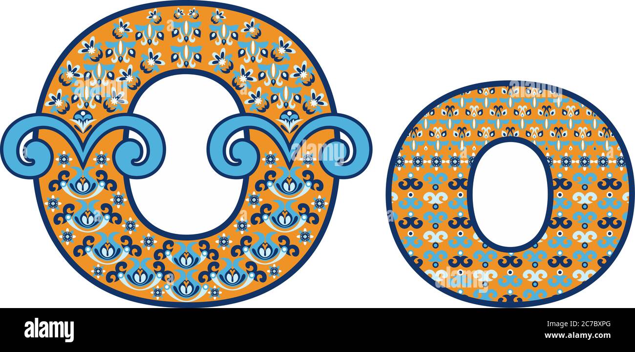 Vector abstract letter O with ornamental pattern. Cartoon signs Stock ...