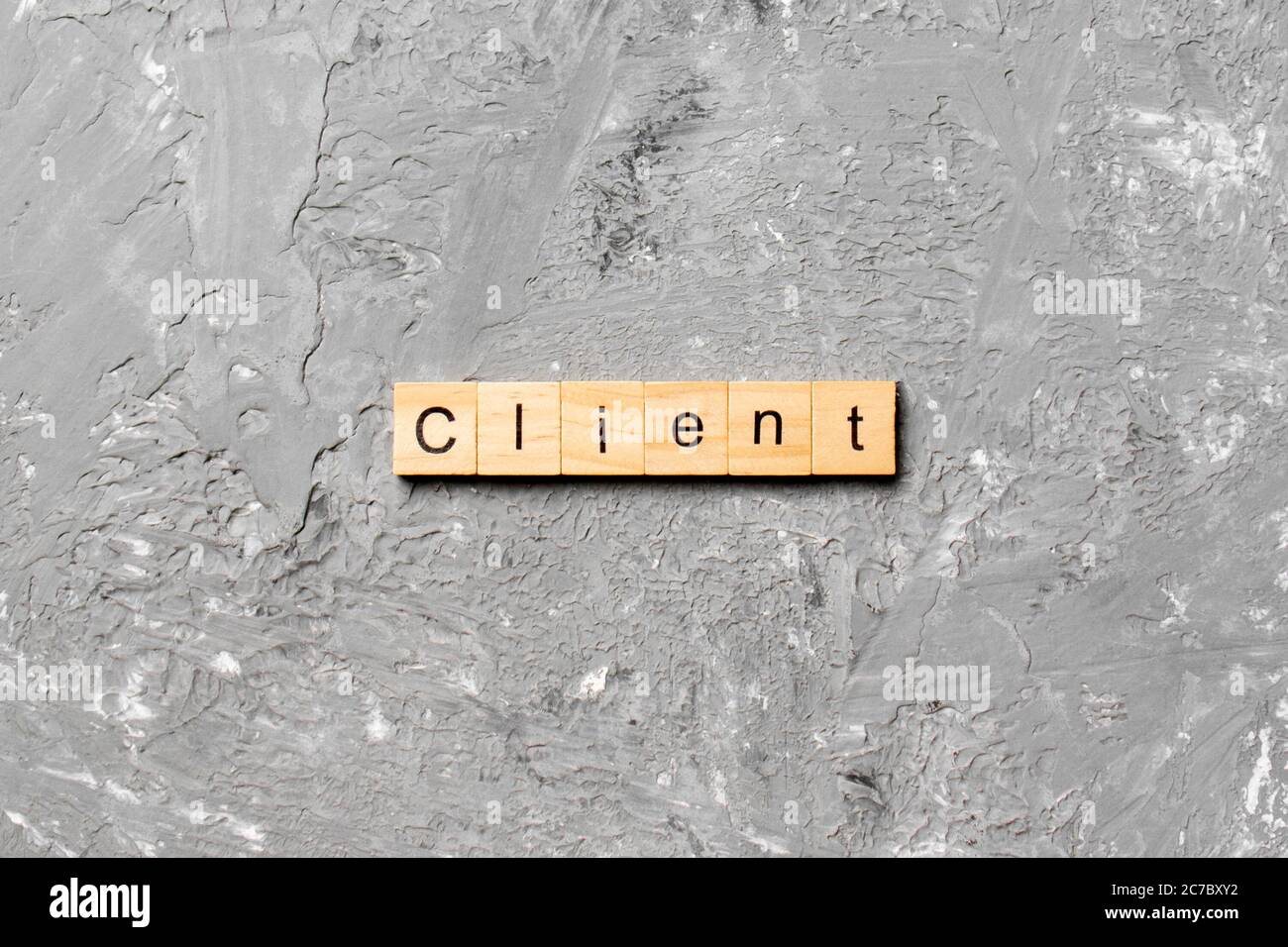 client word written on wood block. client text on table, concept Stock ...