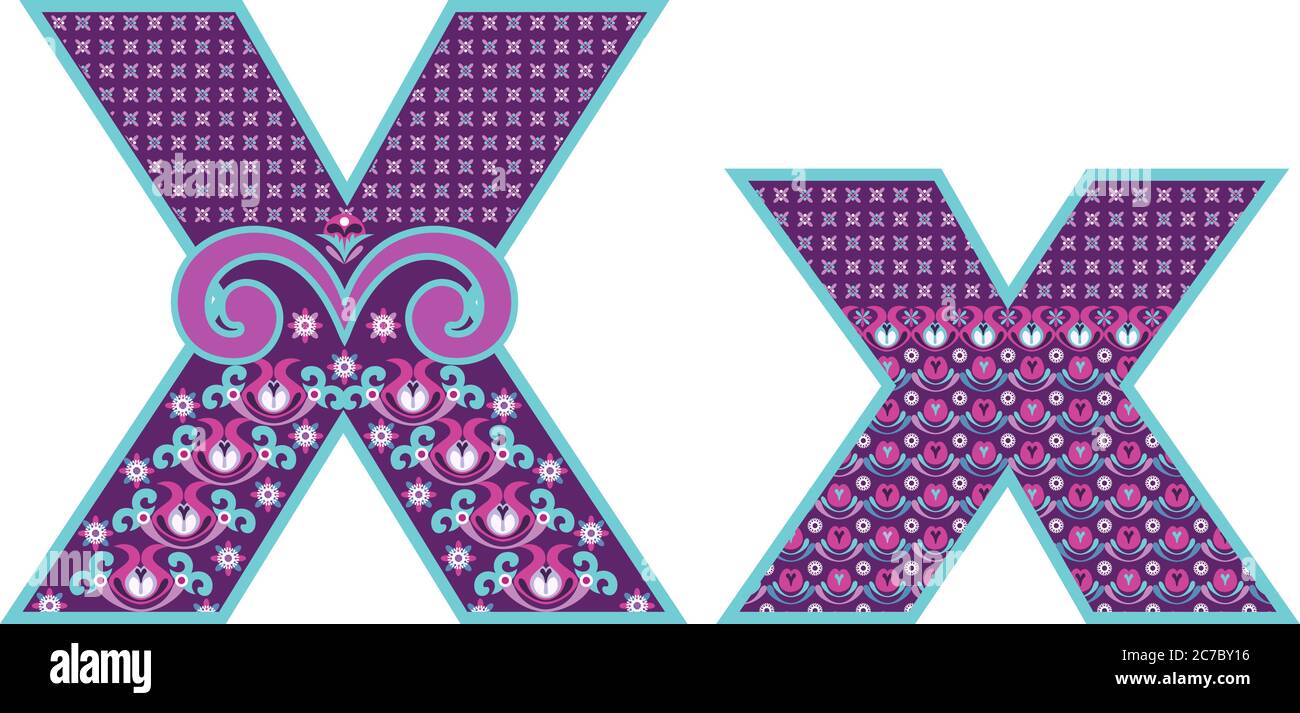 Vector abstract letter X with ornamental pattern. Cartoon signs Stock ...