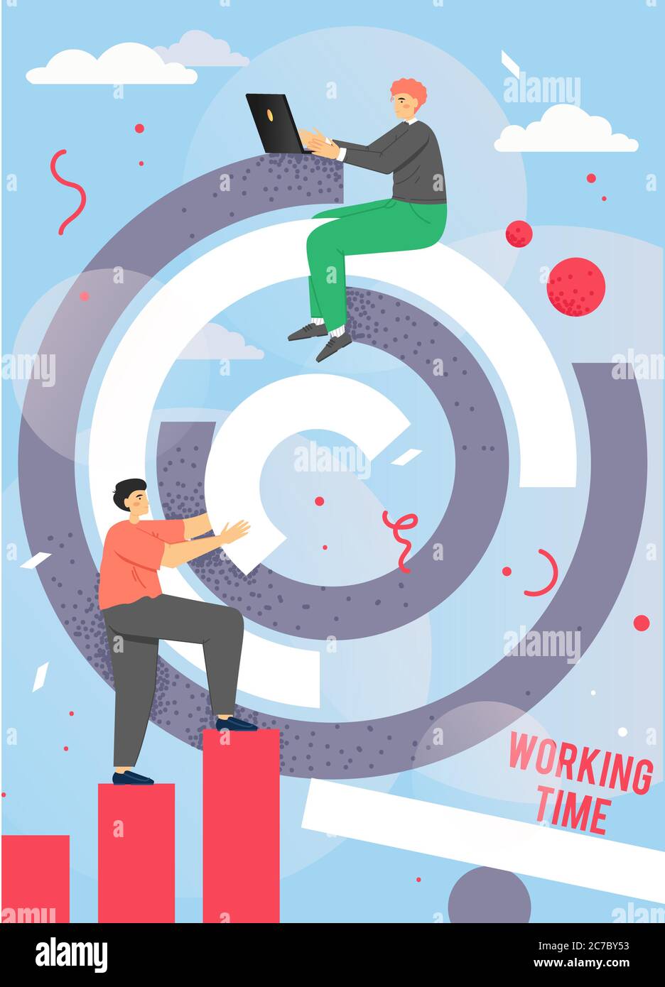 Office working time vector poster design template Stock Vector Image ...