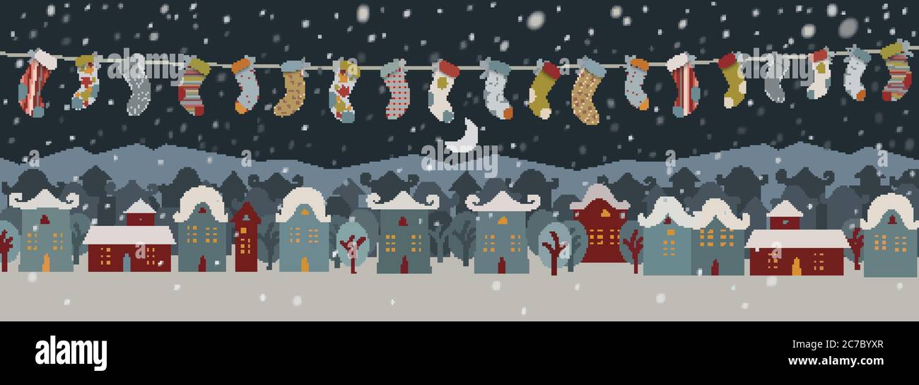 Vector cartoon winter holiday city Stock Vector Image & Art - Alamy