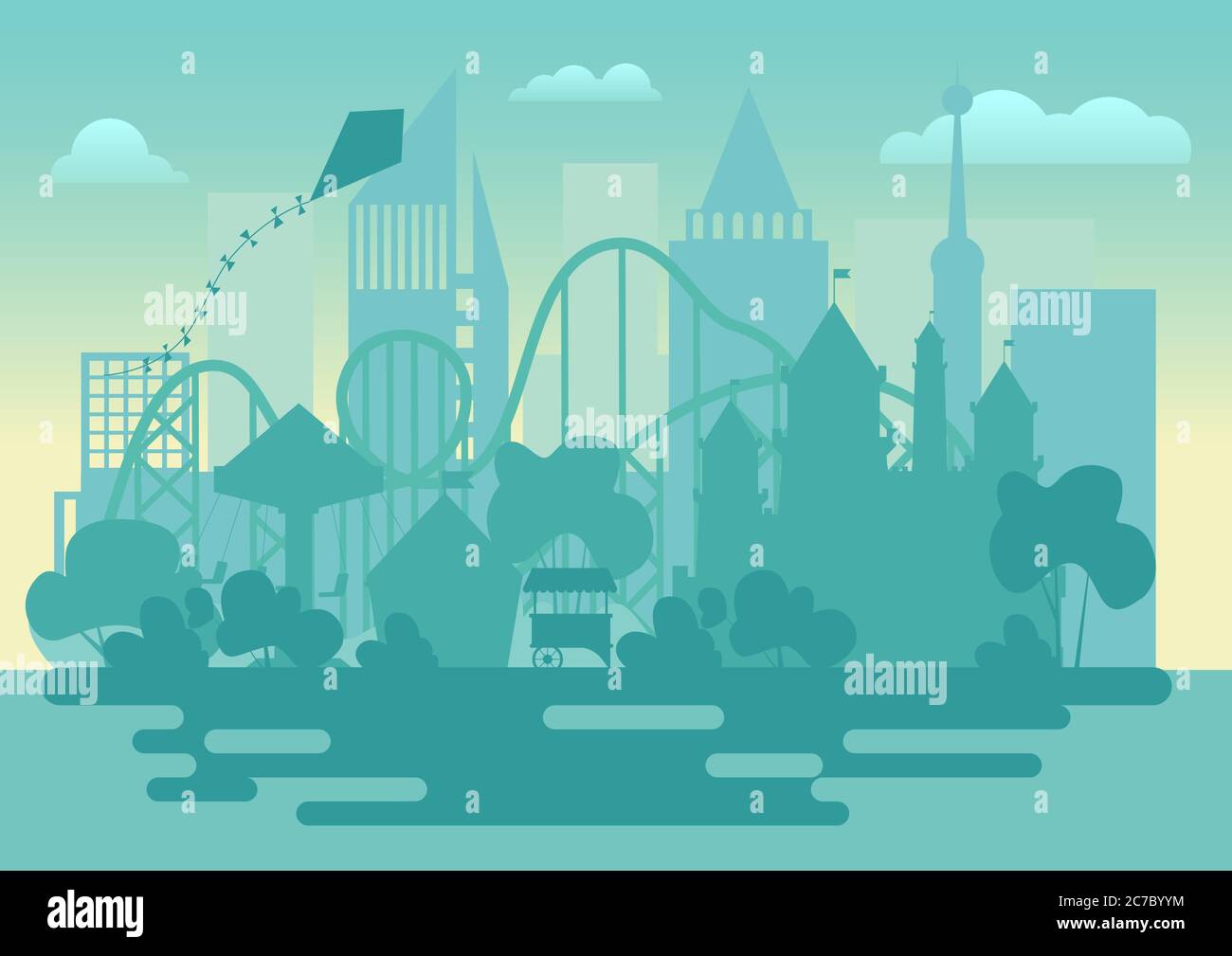 Amusement Park Silhouette Vector
