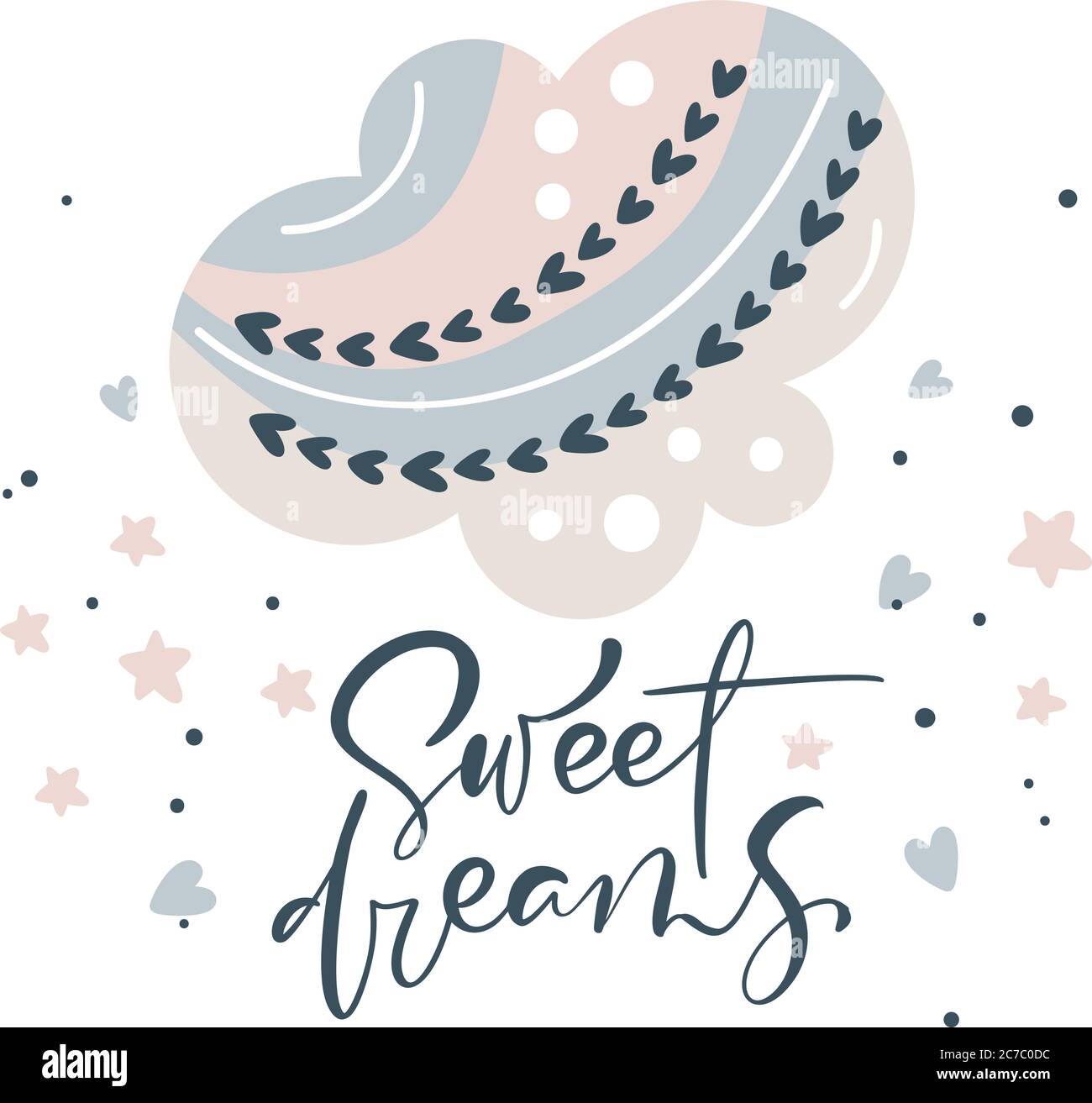 Sweet dreams vector calligraphy lettering text and illustration cloud ...