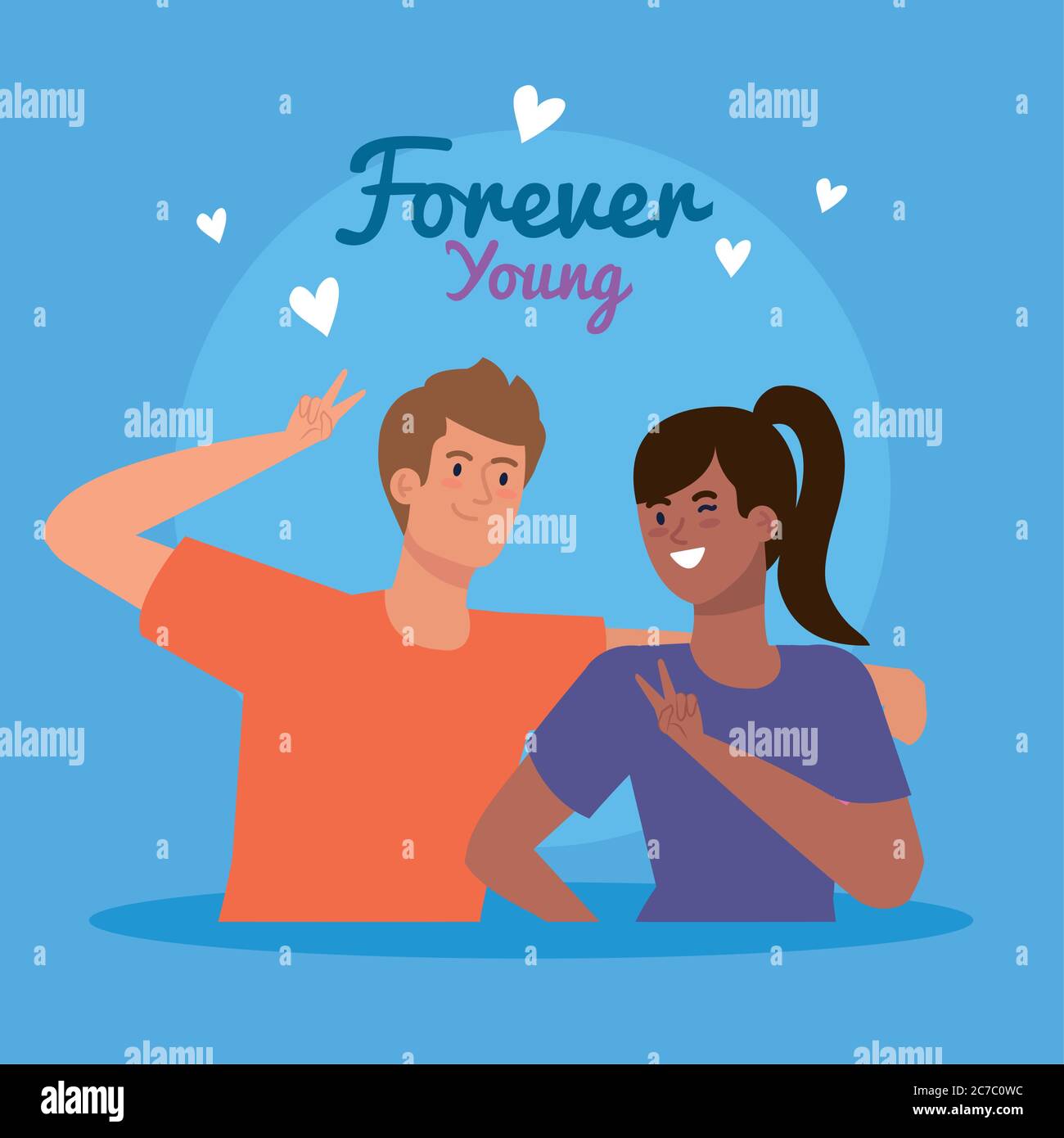 woman and man cartoons of forever young vector design Stock Vector ...
