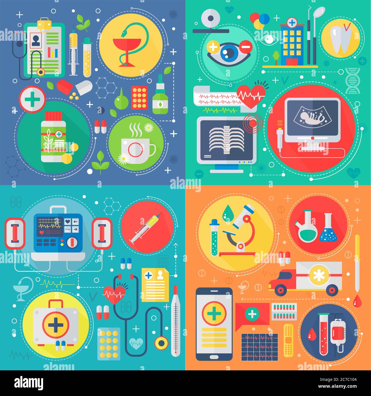 Trendy flat design Medicine and healthcare vector set of web icons ...