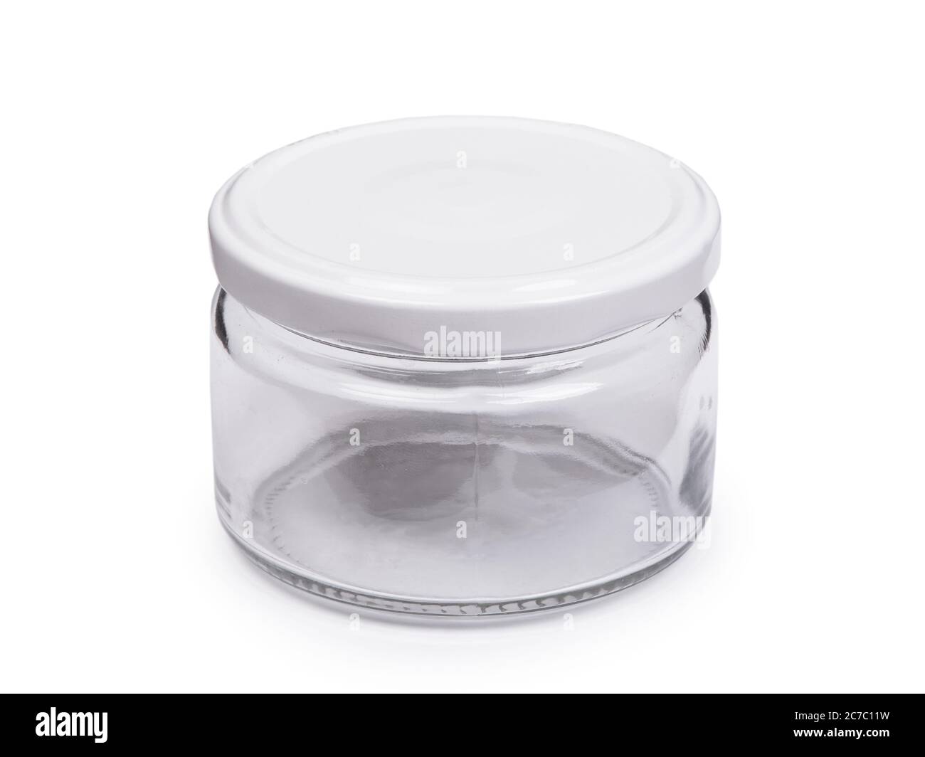 Small empty glass jar with a lid isolated on white background Stock ...