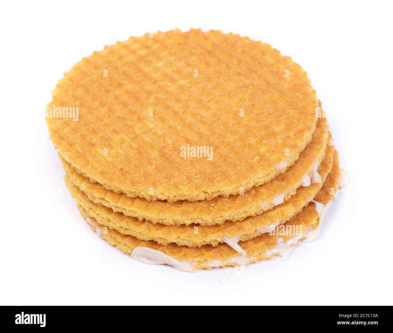 Group of dutch waffles isolated over white background Stock Photo - Alamy