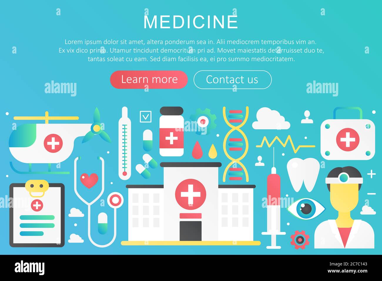 Vector trendy flat gradient color medicine concept template banner with ...