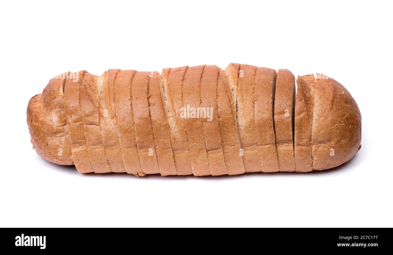 Cutted loaf of bun isolated over white background Stock Photo - Alamy