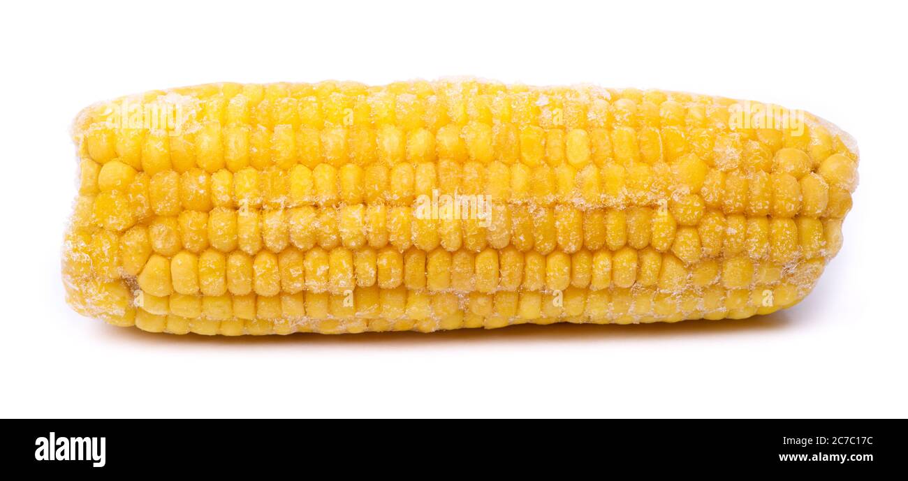 Frozen corn cob isolated on white background Stock Photo - Alamy