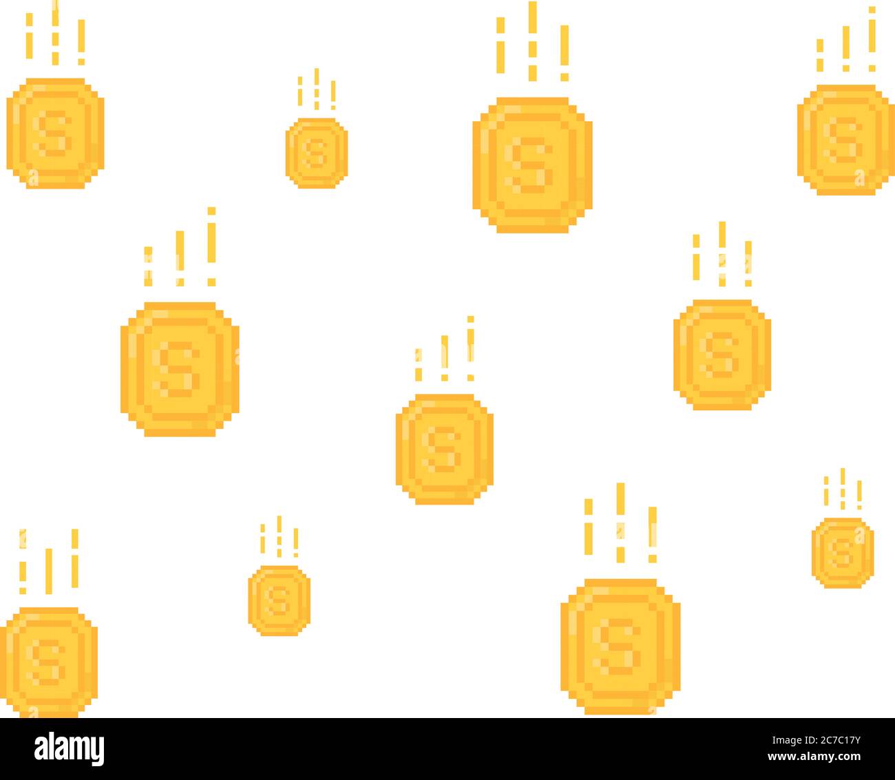 lot of falling yellow coins in pixel art Stock Vector Image & Art - Alamy