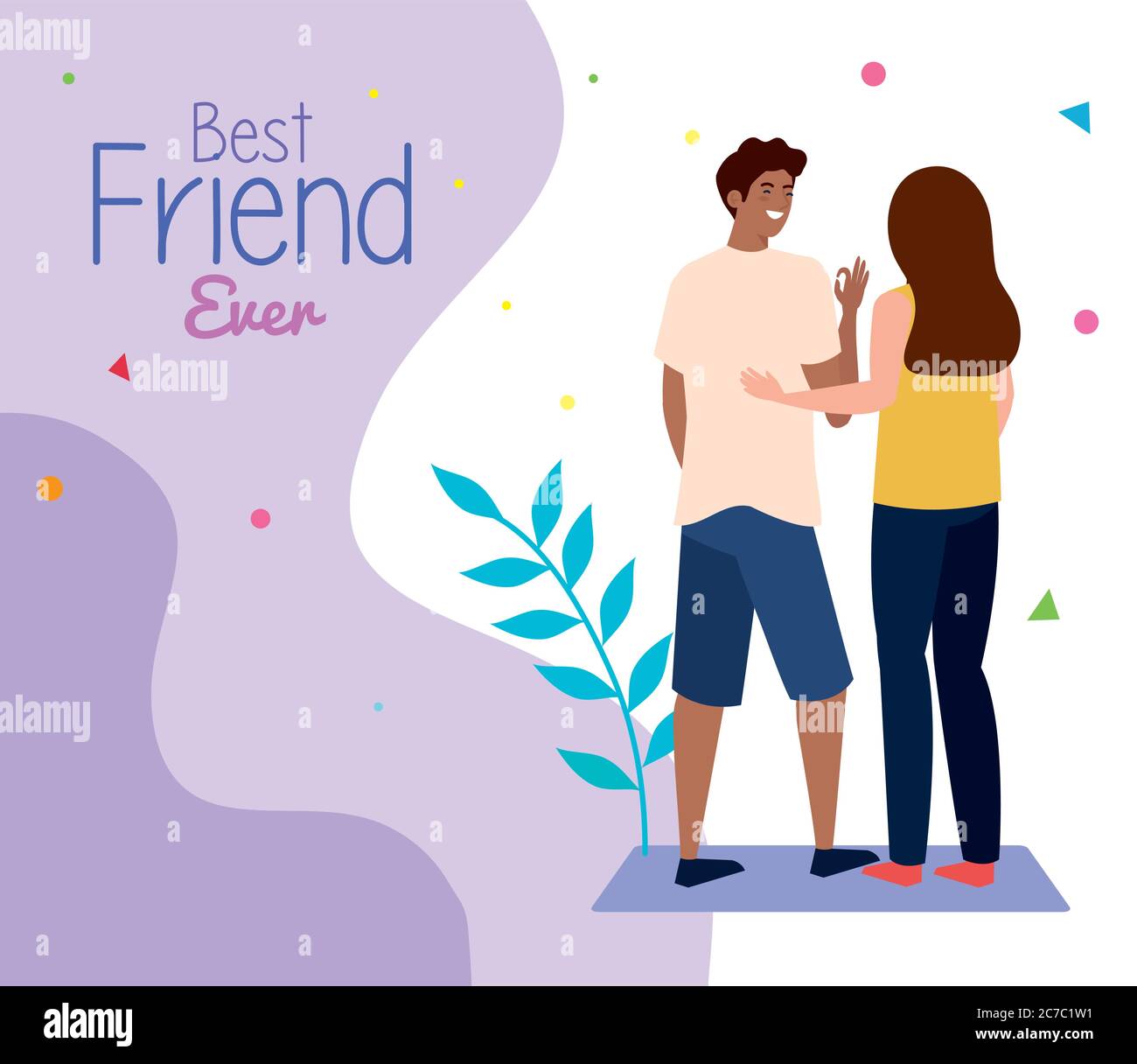 woman and man cartoons smiling of best friend ever vector design Stock ...