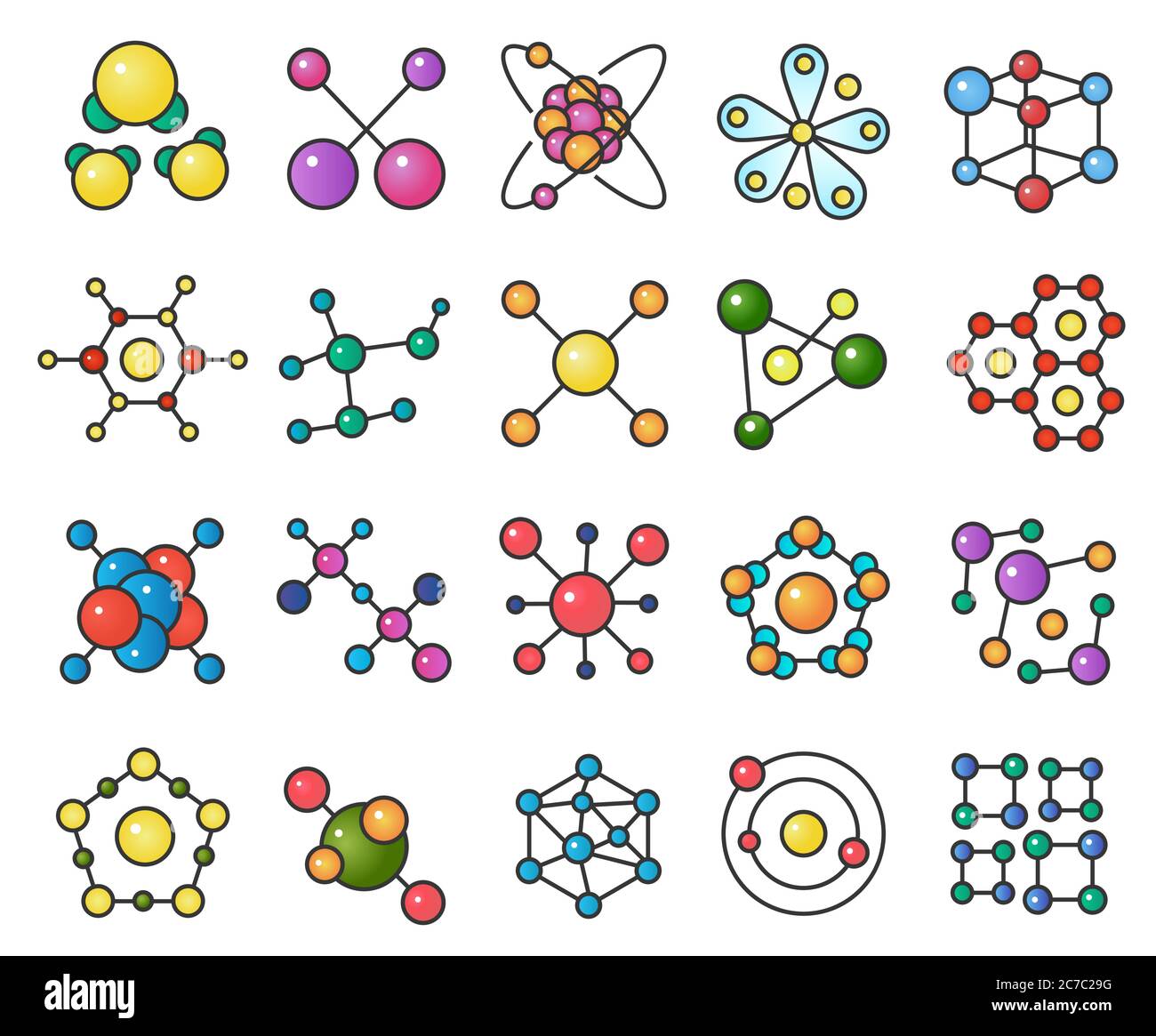 Molecules flat color line color icons set Stock Vector Image & Art - Alamy