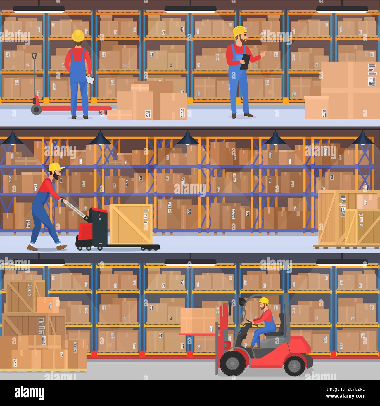 Delivery, warehouse, freight transportation company interior. Warehouse ...