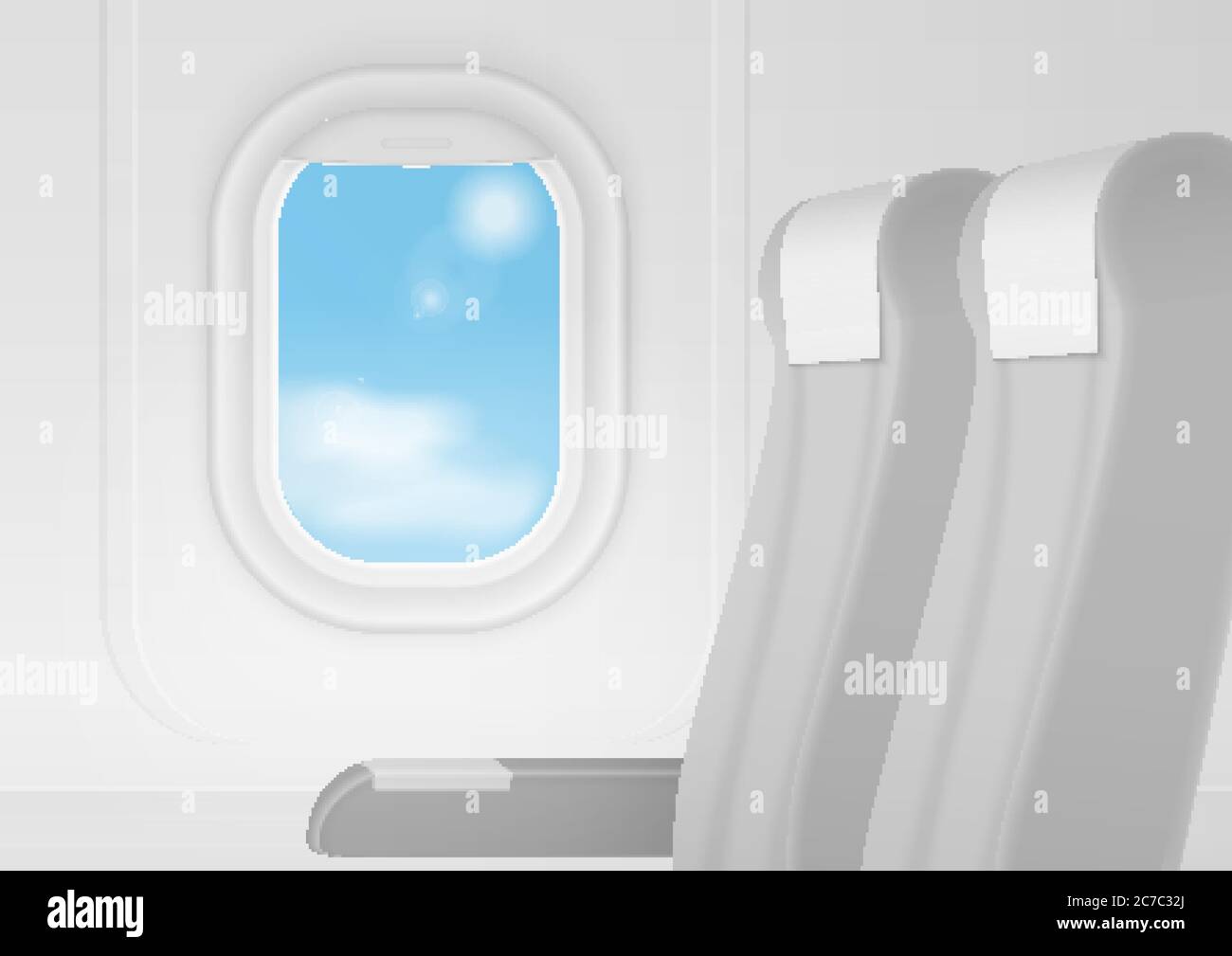 Realistic vector airplane transport Interior. Aircraft inside seats ...