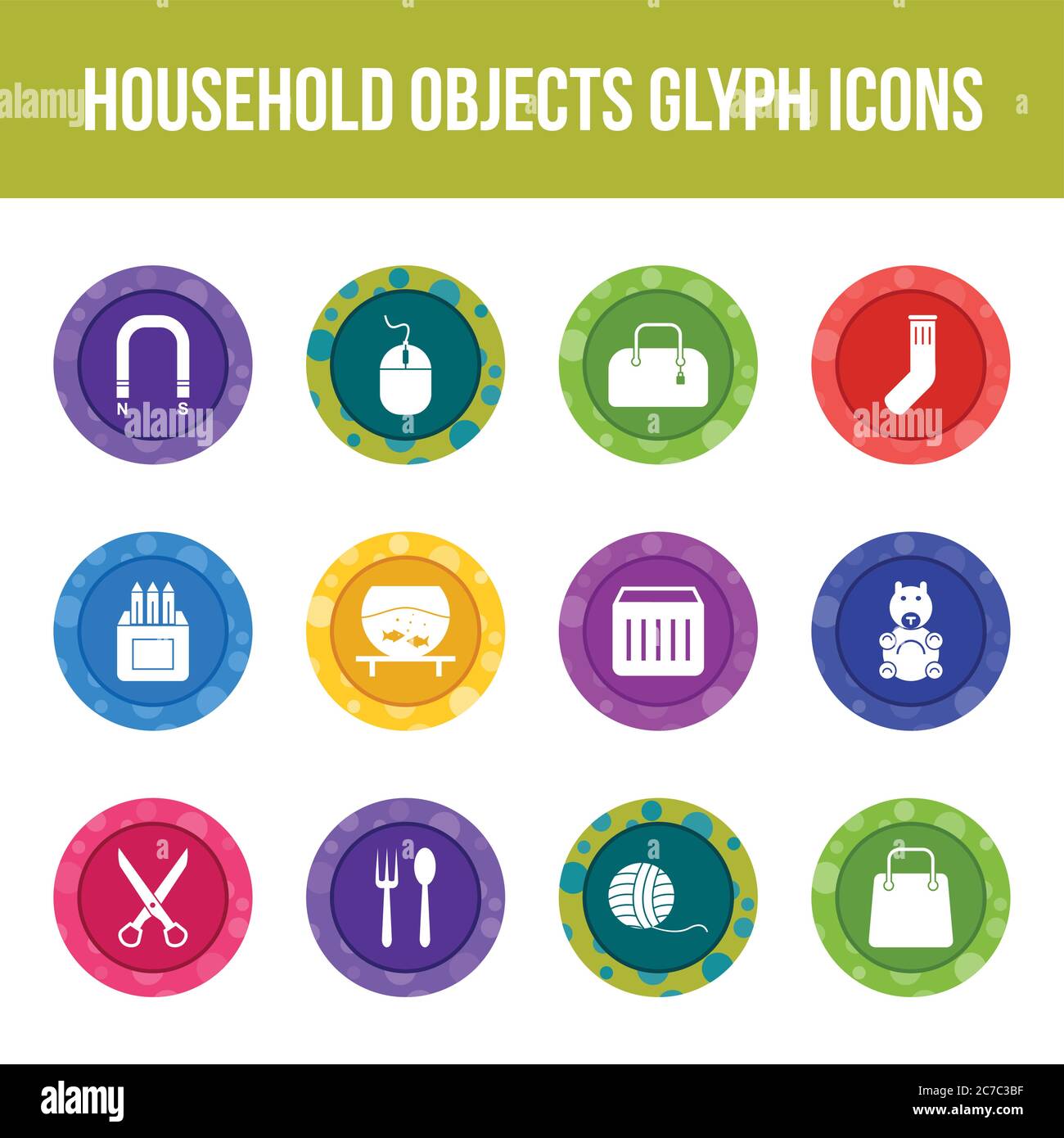 Unique household objects vector glyph icon set Stock Vector Image & Art ...