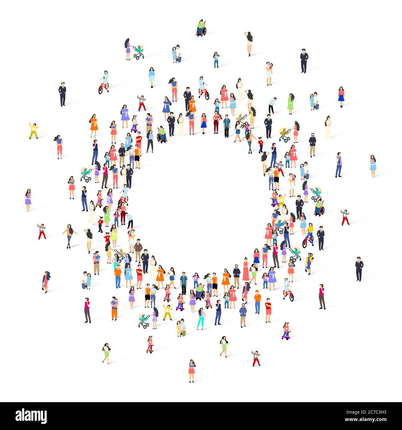 A group of people walk and relax with their family, happy people frame ...