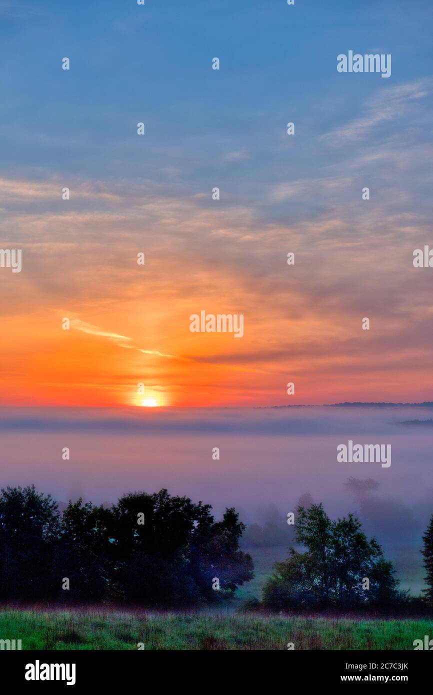 Beautiful scenery of the sunrise in the countryside of Northwest ...