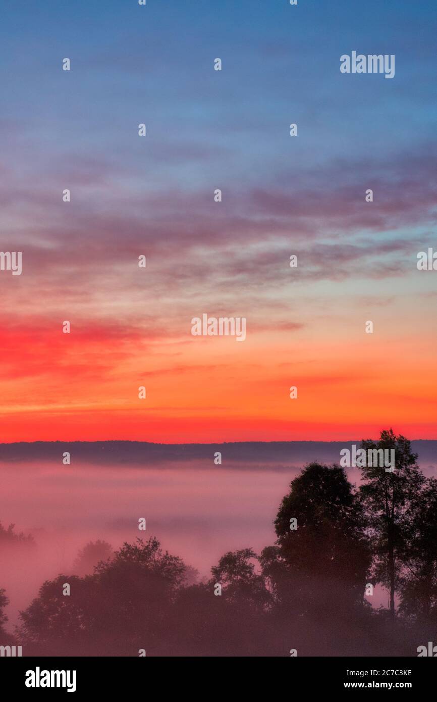 Beautiful scenery of the sunrise in the countryside of Northwest ...