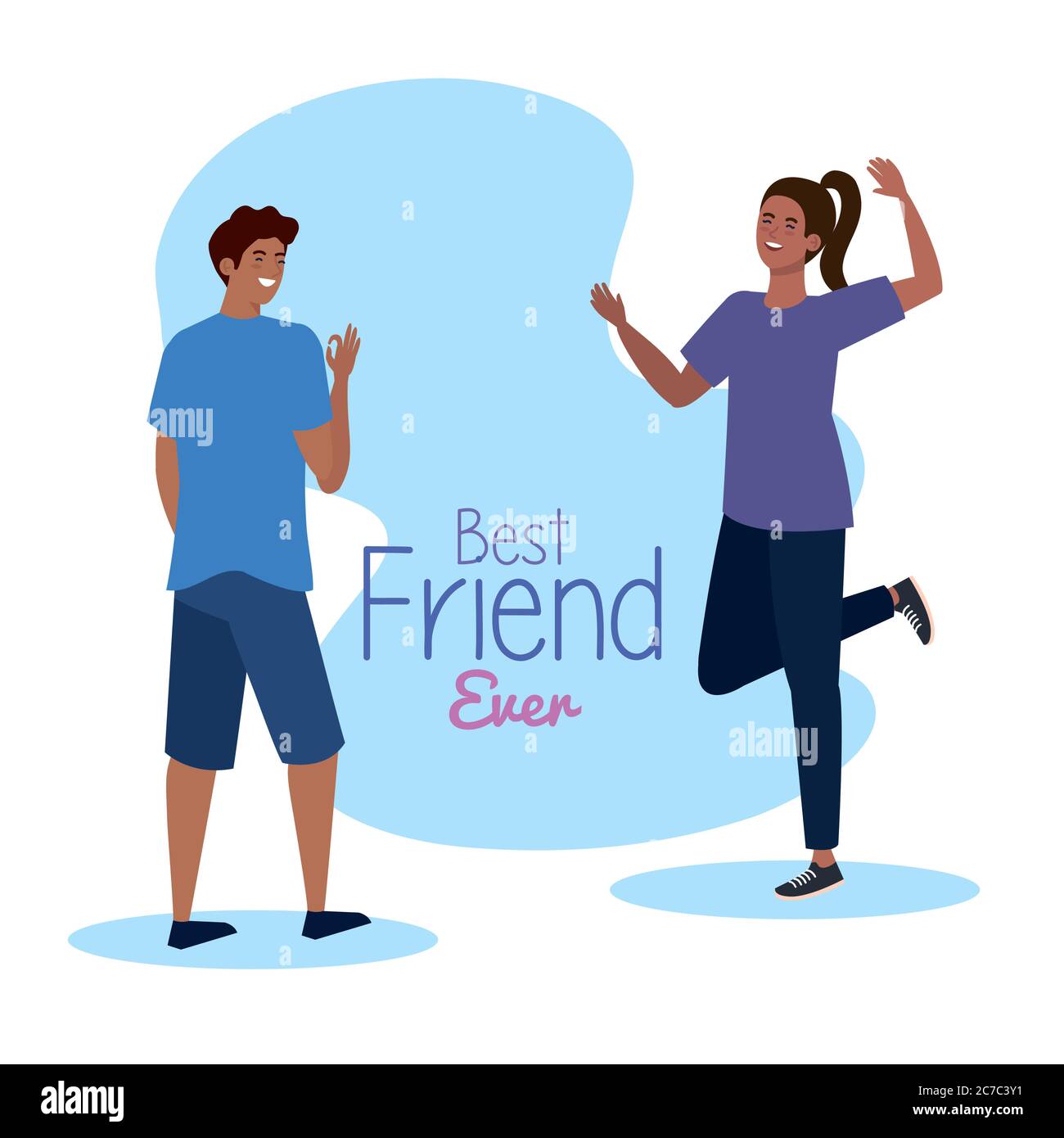 woman and man cartoons smiling of best friend ever vector design Stock ...