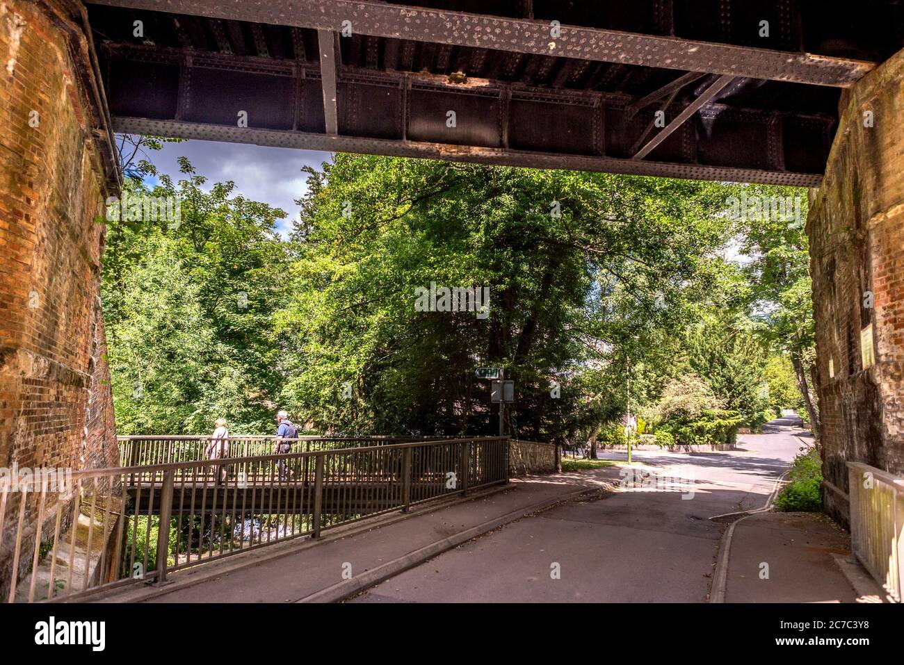 Horsham UK: Denne Road rail, river and road crossing Stock Photo - Alamy