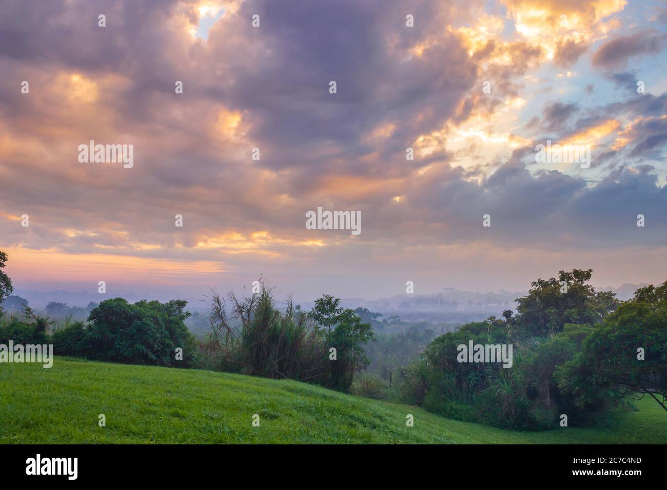 Misty sunrise view of a mountains and valley in Kampala, Kampala ...