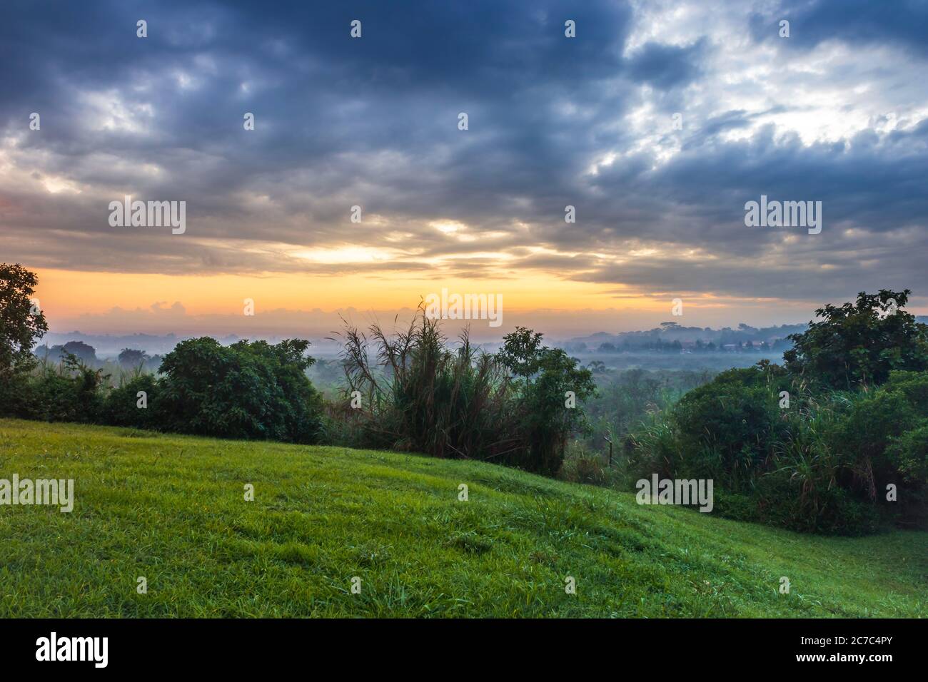 Misty sunrise view of a mountains and valley in Kampala, Kampala ...