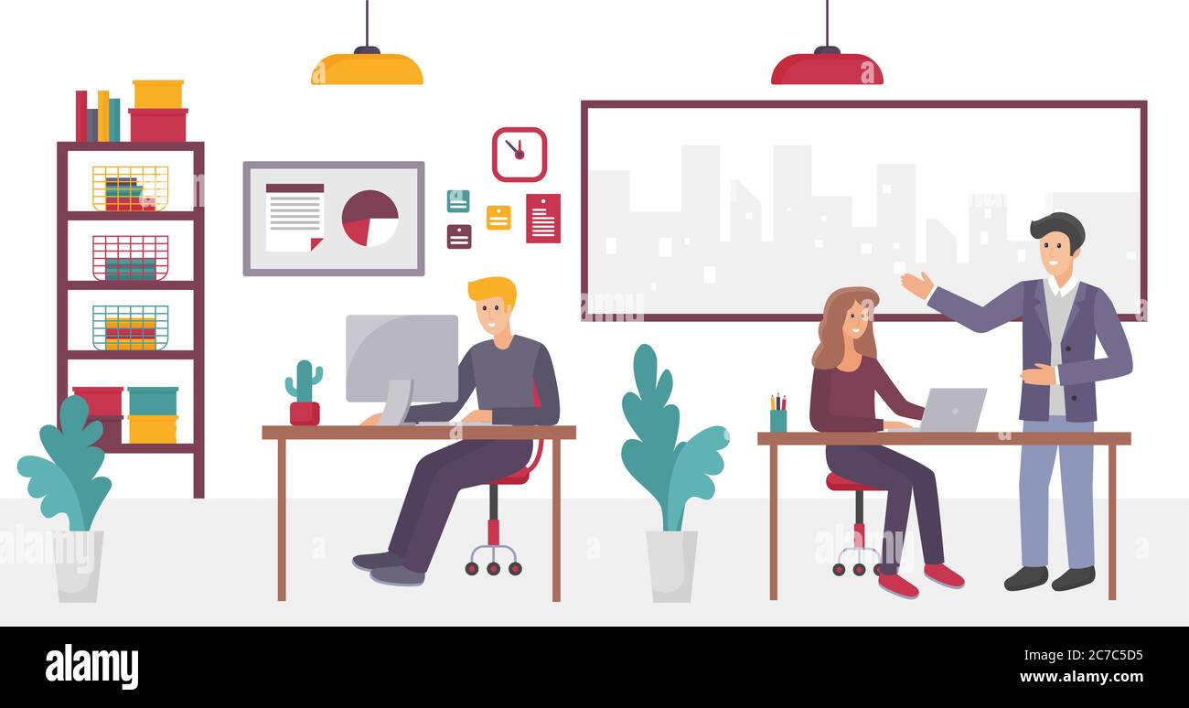 People in creative coworking Office center in university campus ...