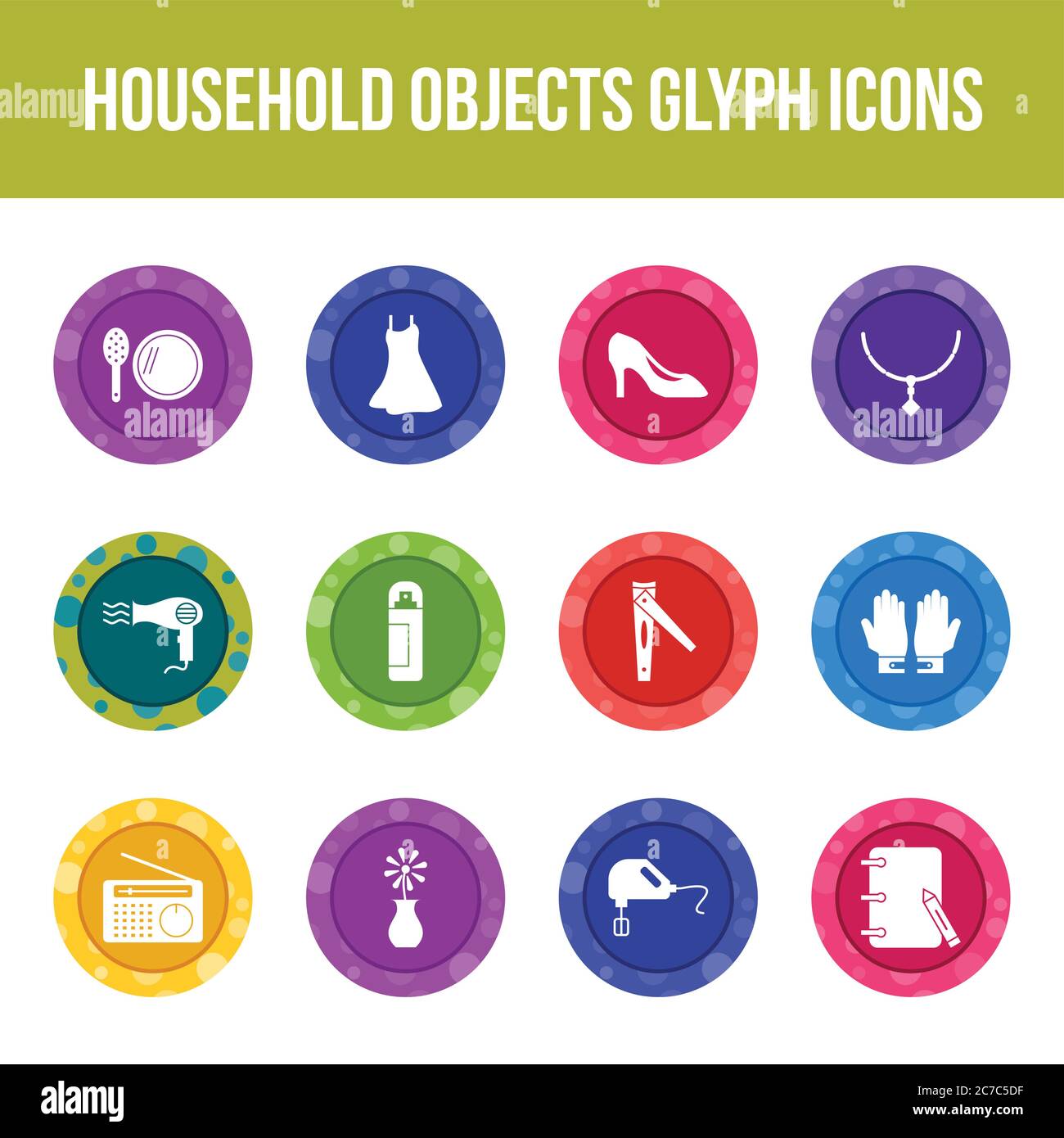 Unique household objects vector glyph icon set Stock Vector Image & Art ...