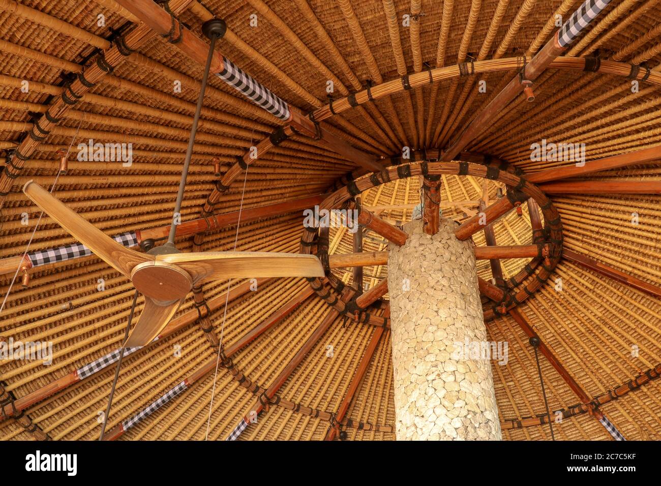 texture background of bamboo roof. Ecological house made of natural ...