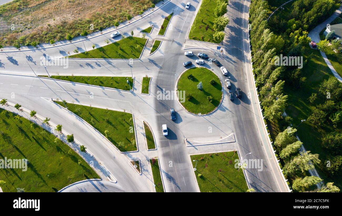 Aerial view of roundabout hi-res stock photography and images - Alamy