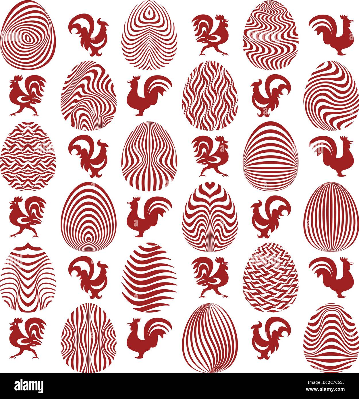 Easter illustration with eggs and roosters Stock Vector Image & Art - Alamy