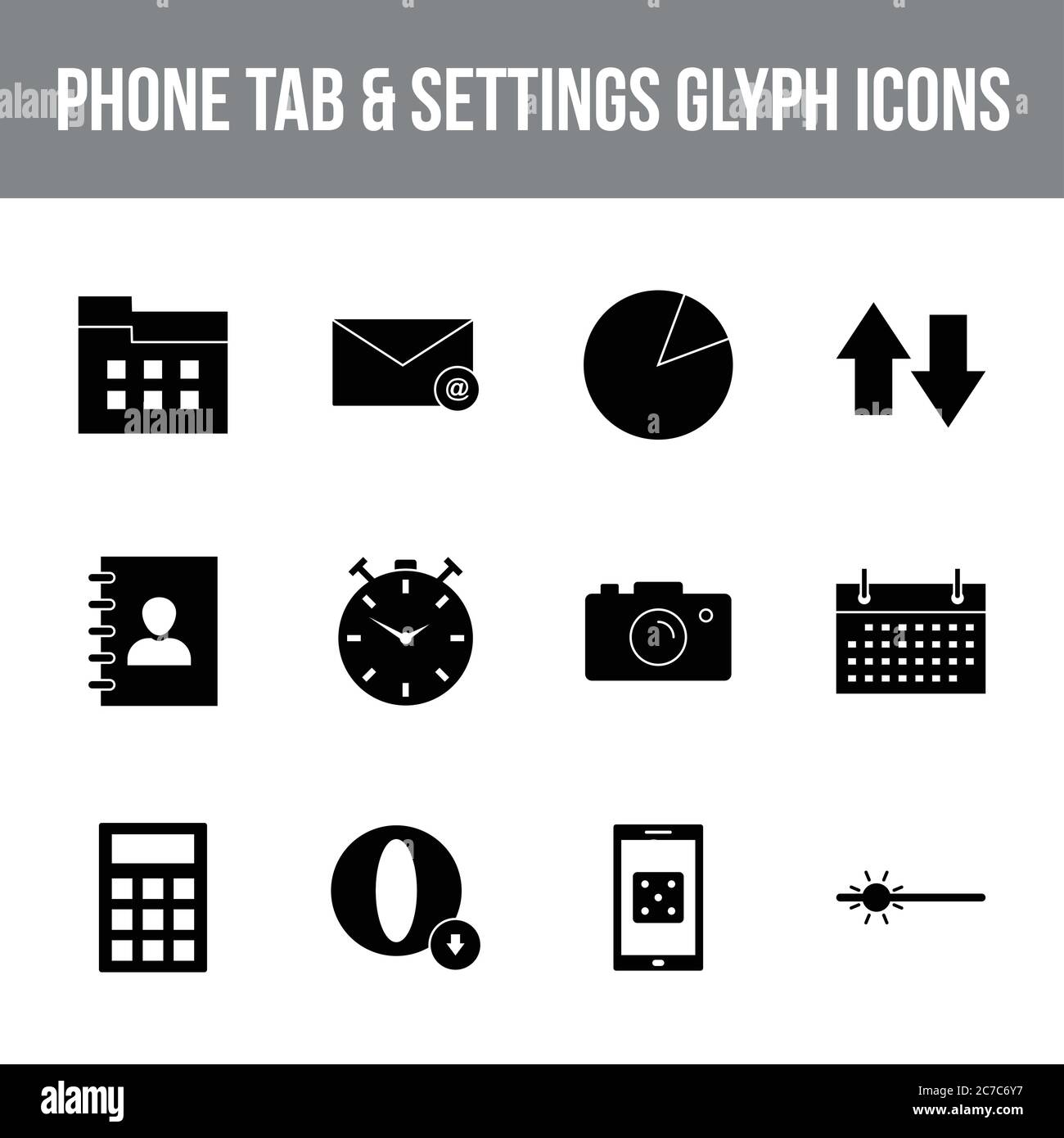 Unique phone tab & settings vector glyph icon set Stock Vector Image ...