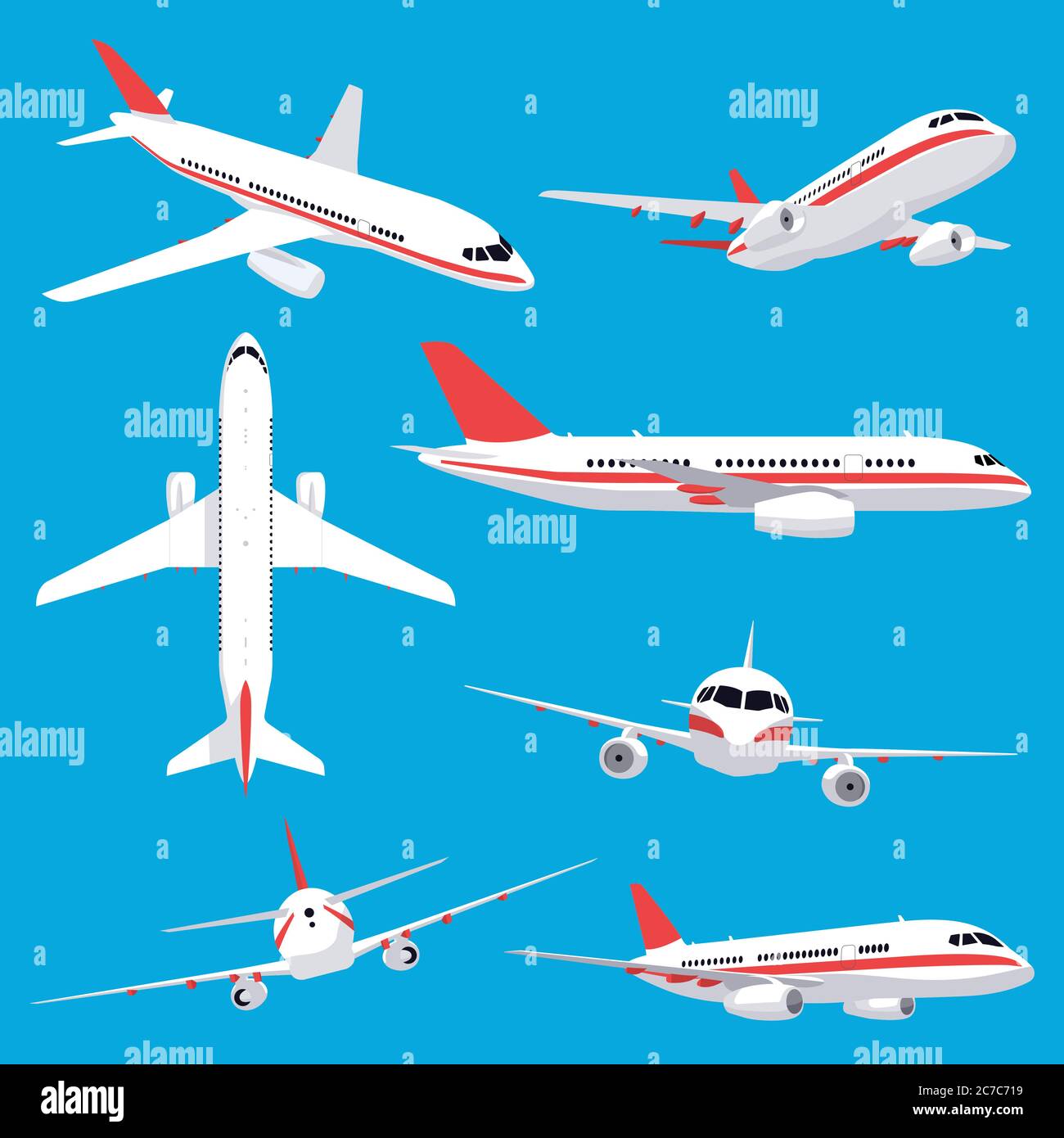 Aircraft transport. Passenger flight jet airplane, aviation vehicles ...
