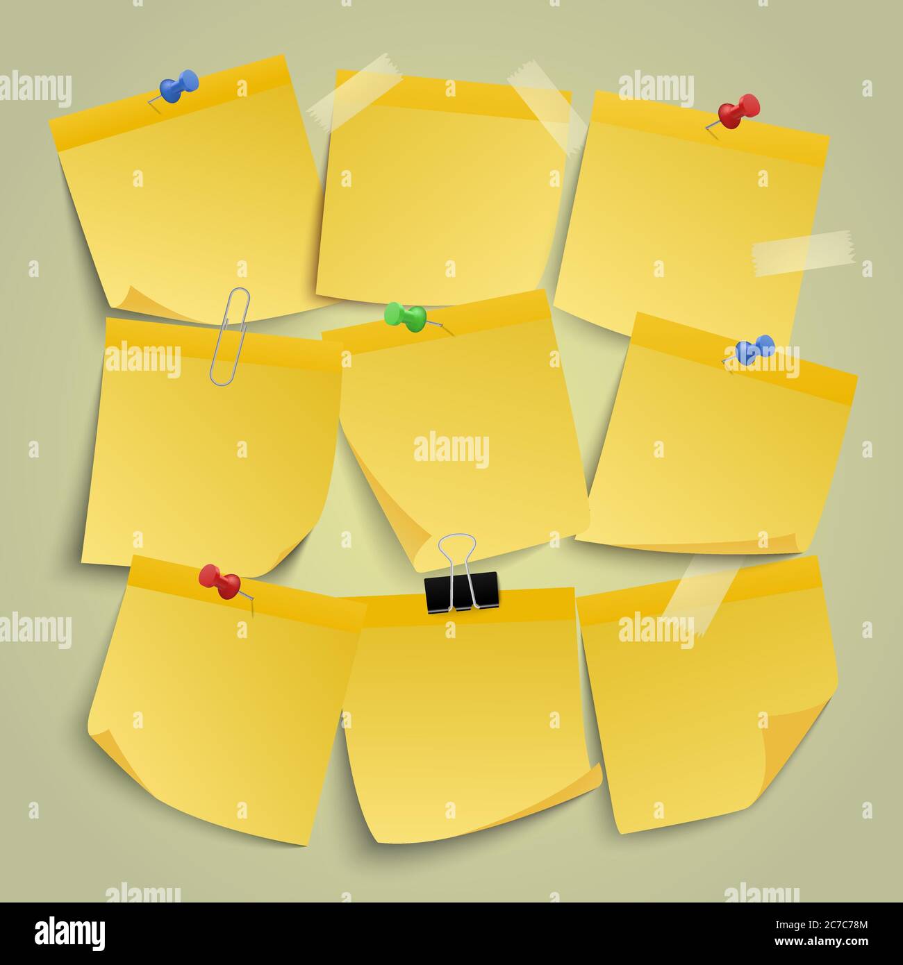 Yellow paper notes. Note memo stickers, remind sticky business paper ...