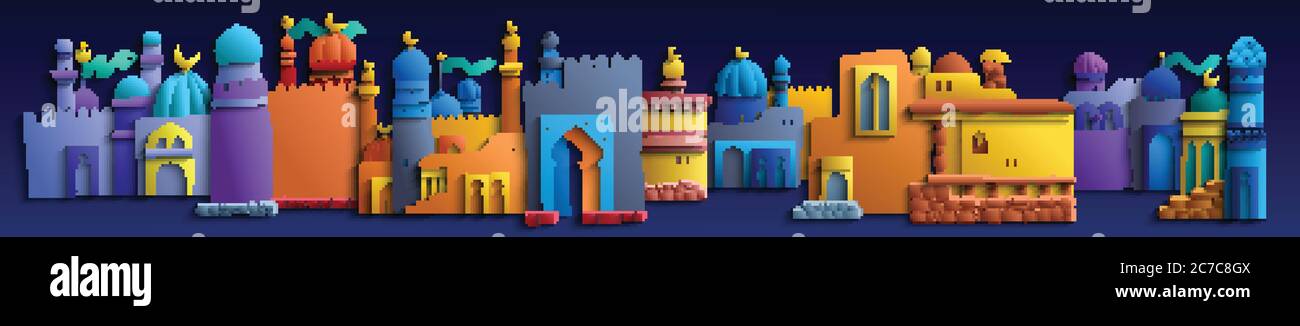 Vector east cartoon buildings. Modern illustration Stock Vector Image ...