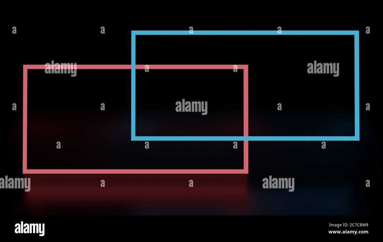 Abstract background glowing lines, neon frame, red and blue colors ...