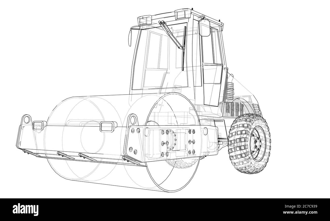 Construction machine. Asphalt compactor Stock Photo - Alamy