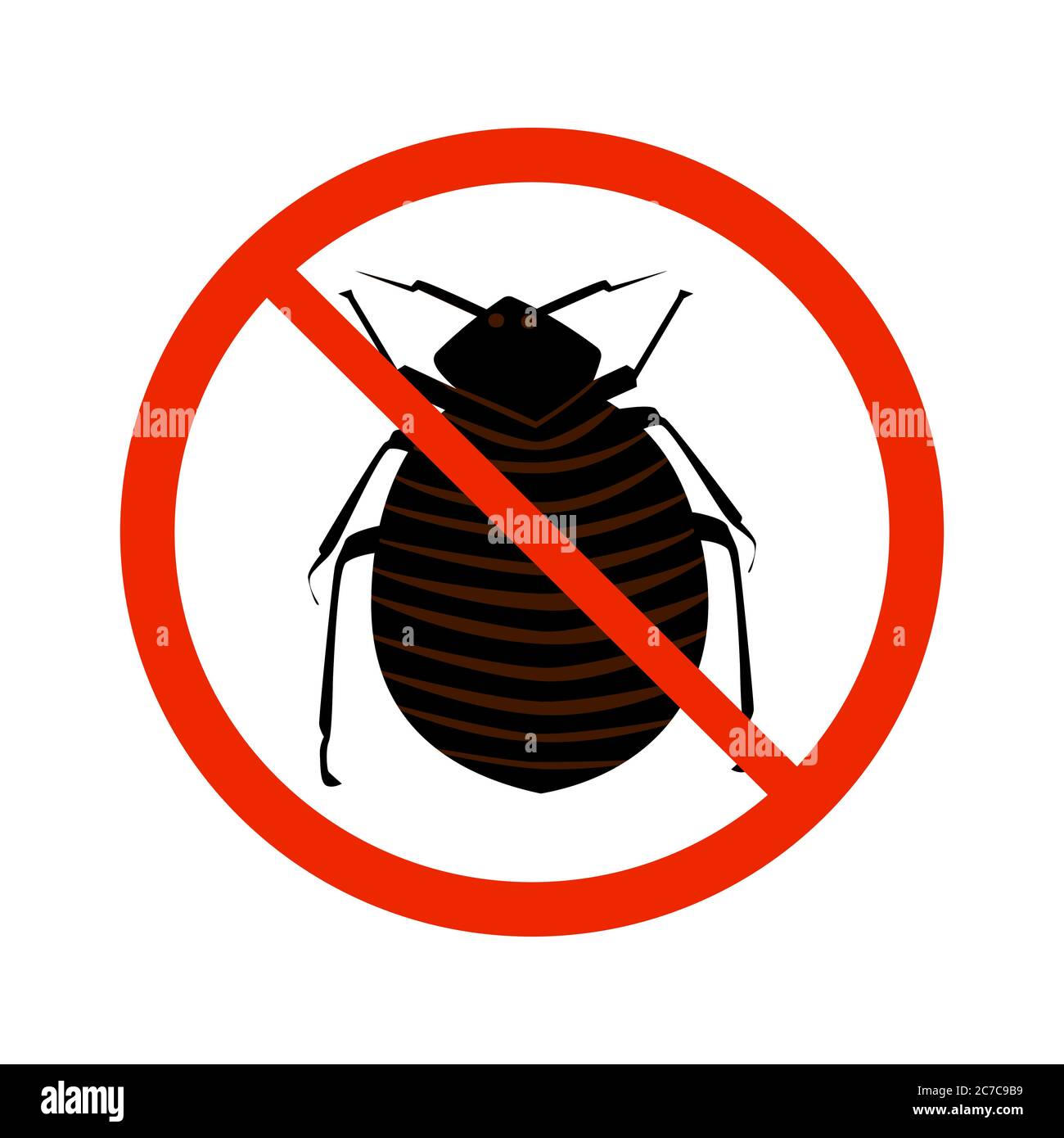 Flea sign isolated on white background. Black ant silhouette crossed in ...