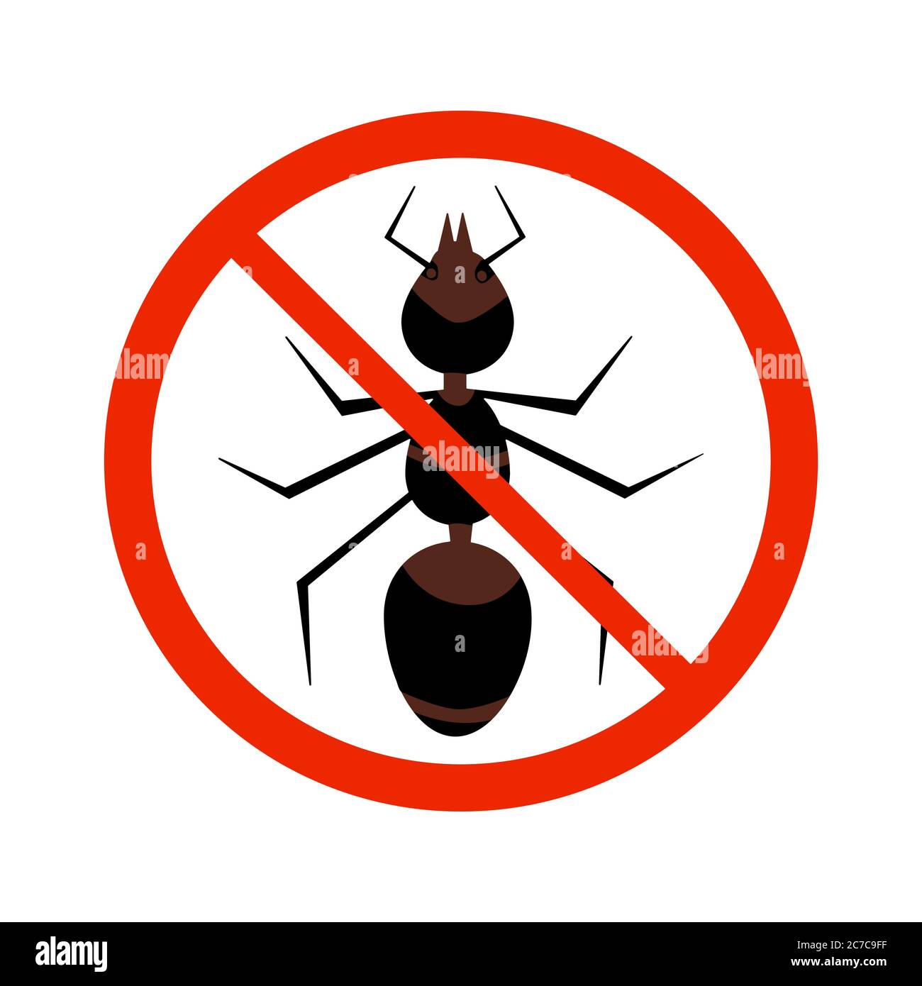 Ant sign isolated on white background. Black ant silhouette crossed in ...